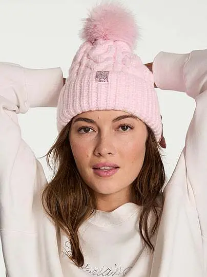 Victoria's Secret Cable-knit Pom Beanie - Pink