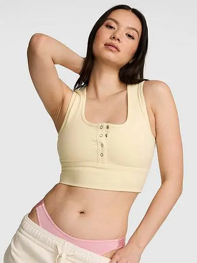 Pink All-day Cotton™ Henley Scoop Bra - Beige