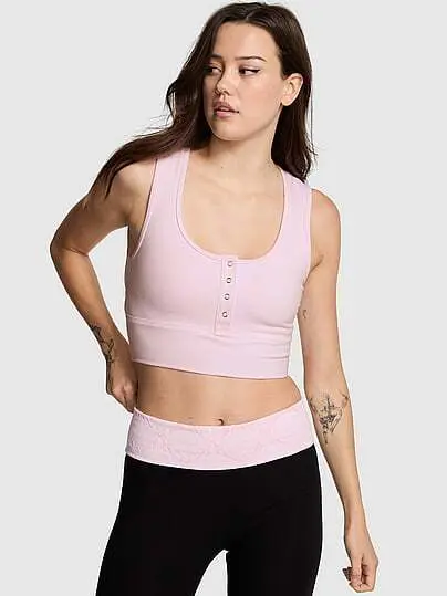 Pink All-day Cotton™ Henley Scoop Bra - Pink