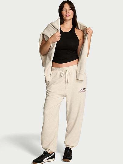Victoria's Secret Angel Essentials Iconic Fleece Relaxed Jogger Sweatpant - Beige