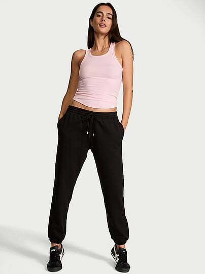 Victoria's Secret Angel Essentials Iconic Fleece Relaxed Jogger Sweatpant - Black