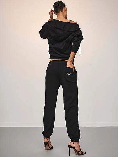 Victoria's Secret Angel Essentials Iconic Fleece Relaxed Jogger Sweatpant - Black