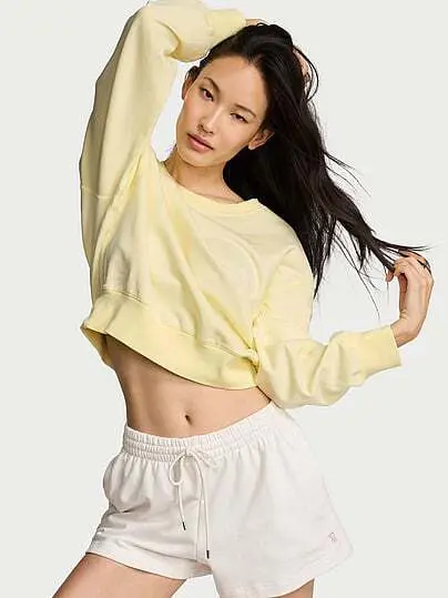 Victoria's Secret Angel Essentials Obsessed Terry Crop Crewneck Sweatshirt - Yellow