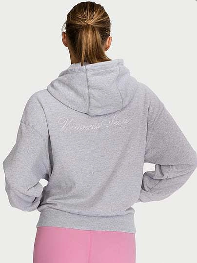 Victoria's Secret Angel Essentials Iconic Fleece Full-zip Hoodie - Grey