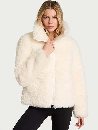 Victoria's Secret Vsx Cozy Faux Shearling Jacket - Beige