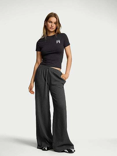 Victoria's Secret Angel Essentials Fleece Wide-leg Sweatpant - Grey