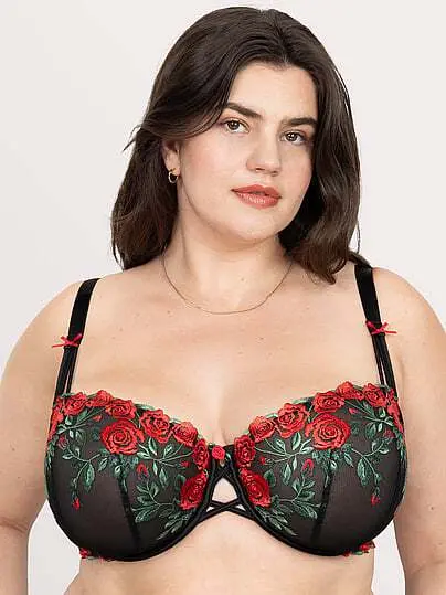 Victoria's Secret Curvy Couture Lush Embroidery Unlined Full Coverage Balconette Bra - Floral