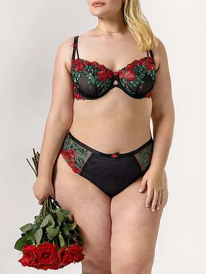 Victoria's Secret Curvy Couture Lush Embroidery Strappy Back Brief - Floral