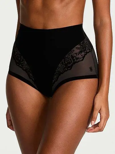 Victoria's Secret Sheer Reveal Rose Lace High-waist Brief - Black
