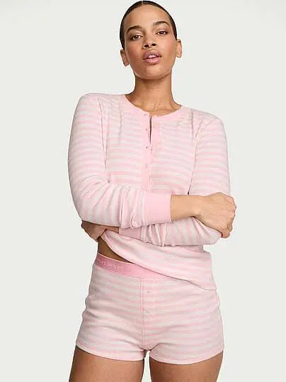Victoria's Secret Soft Thermal Henley Short Pajama Set - Print