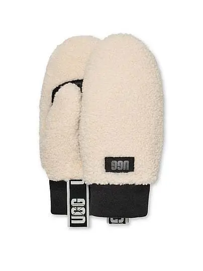 Pink Ugg® Uggfluff Mittens With Logo Tape - White,ivory