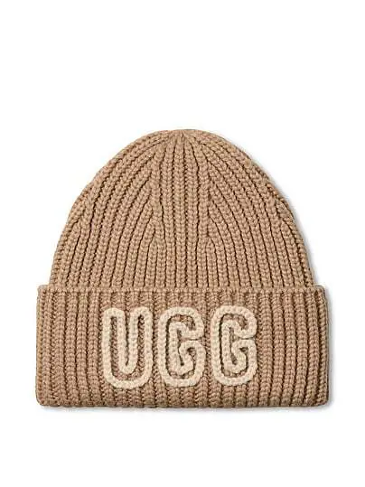Pink Ugg® Chunky Crafted Rib Beanie - Beige