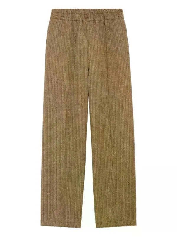 Ami Herringbone Wool Trousers - Brown
