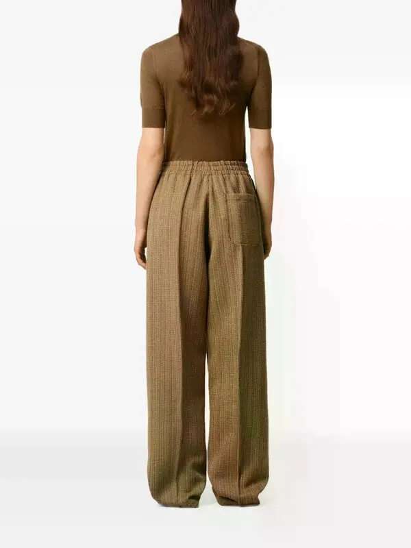 Ami Herringbone Wool Trousers - Brown
