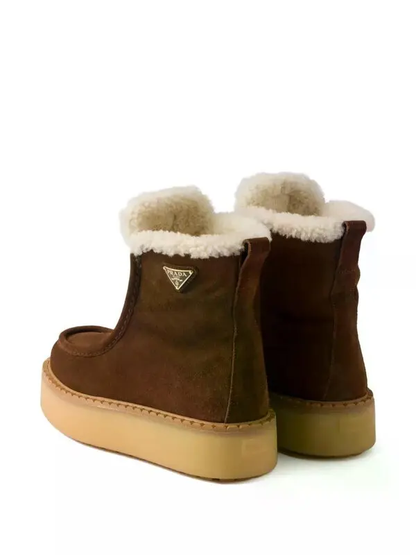 Prada Shearling-trimmed Platform Boots