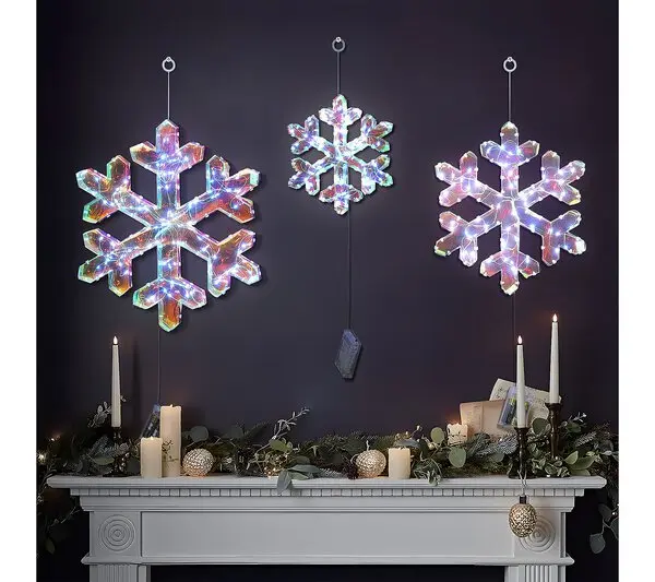 LUXEN HOME Luxenhome Snowflake Decoration Set W/ Battery-o P Lights - One-color