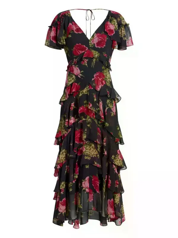 Cinq À Sept Tatum Floral-pattern Midi Dress - Black