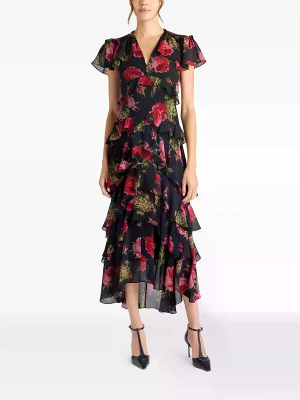 Cinq À Sept Tatum Floral-pattern Midi Dress - Black