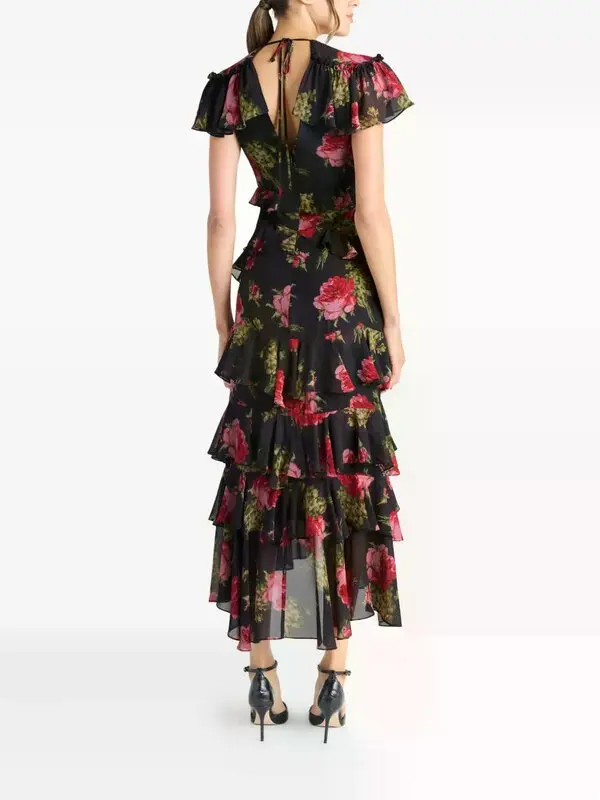 Cinq À Sept Tatum Floral-pattern Midi Dress - Black