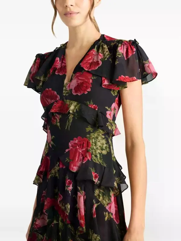 Cinq À Sept Tatum Floral-pattern Midi Dress - Black