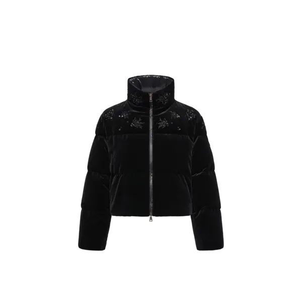 Moncler Nelles Sequin-embroidered Velvet Down Jacket