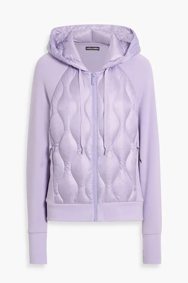 HOLDEN Fleece-paneled Quilted Shell Down Hoodie - Lavender