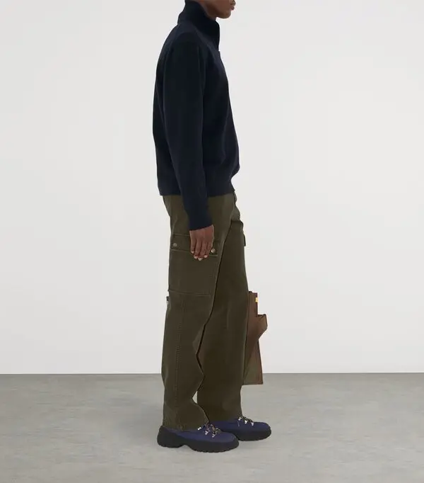 Burberry Cashmere Blend Quarter-zip Sweater - Navy