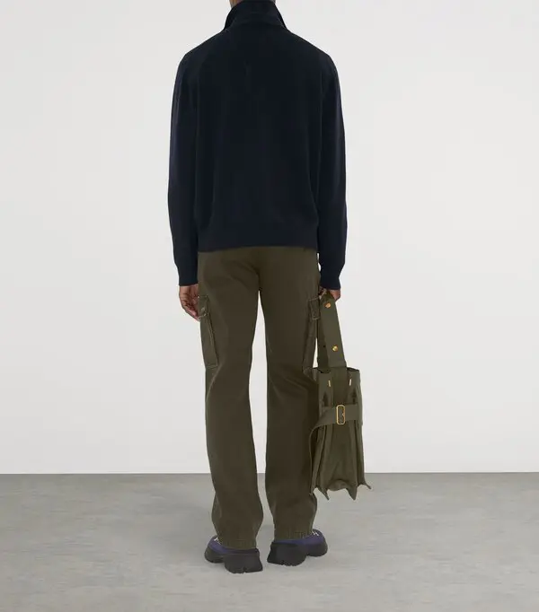 Burberry Cashmere Blend Quarter-zip Sweater - Navy