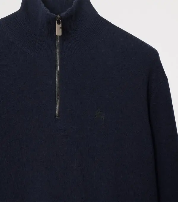 Burberry Cashmere Blend Quarter-zip Sweater - Navy