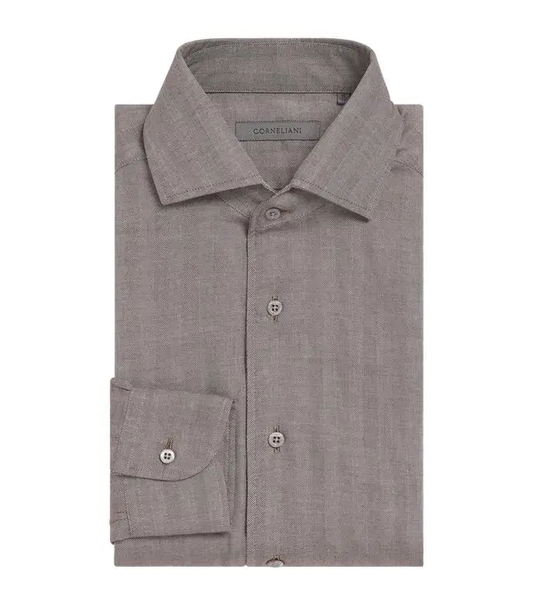 Corneliani Cotton-blend Herringbone Shirt