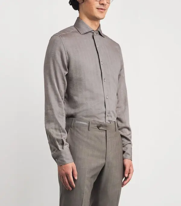Corneliani Cotton-blend Herringbone Shirt