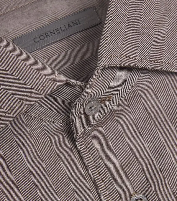 Corneliani Cotton-blend Herringbone Shirt