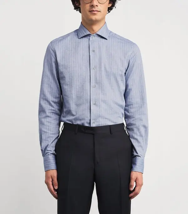 Corneliani Cotton Herringbone Shirt
