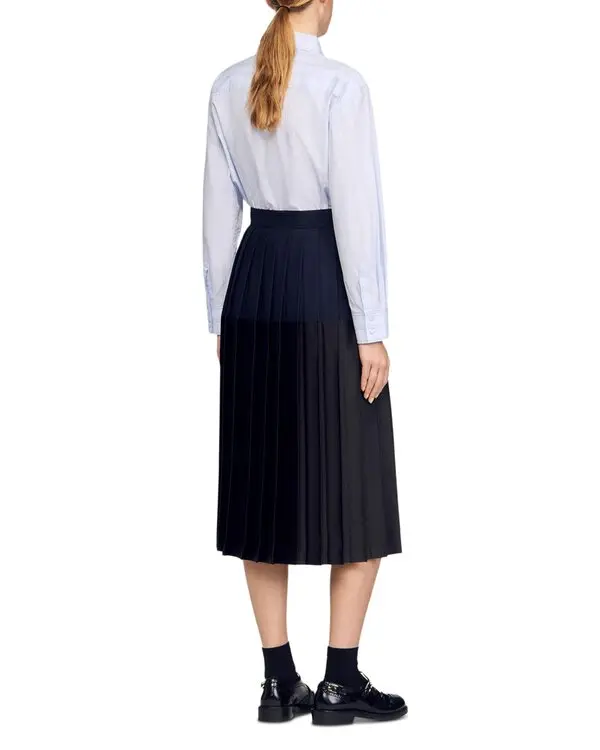 Sandro Mixed Media Midi Skirt