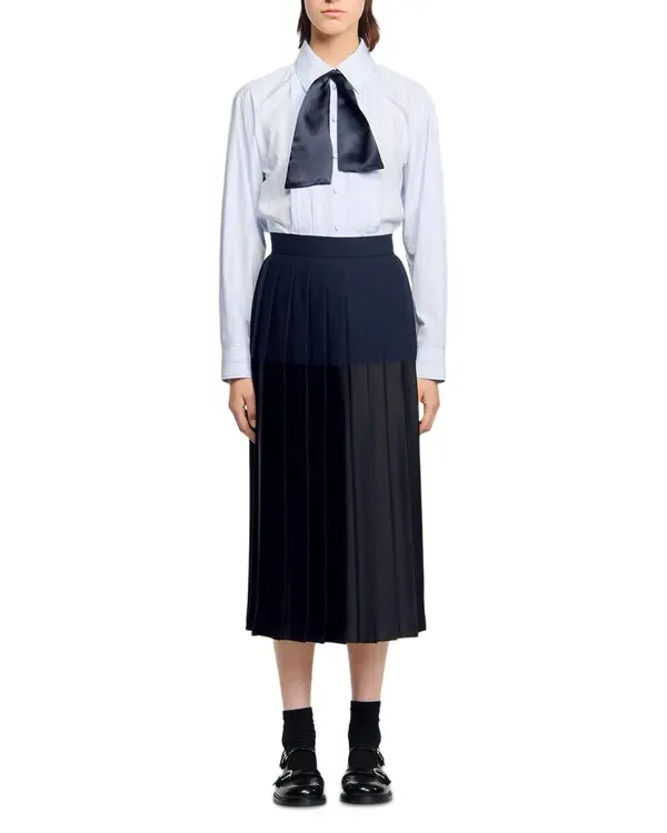 Sandro Mixed Media Midi Skirt