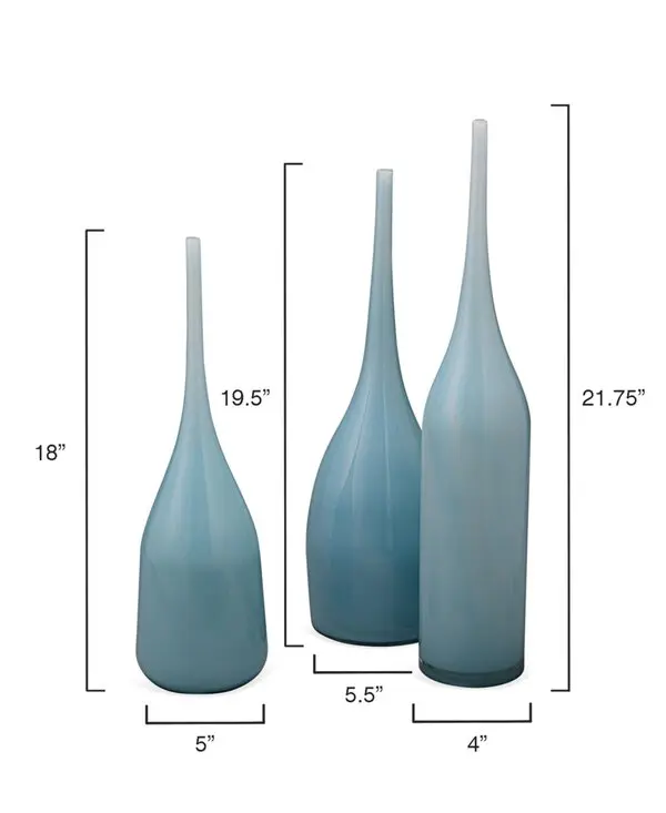 JAMIE YOUNG CO. Pixie Decorative Glass Vases, Set Of 3 - Blue