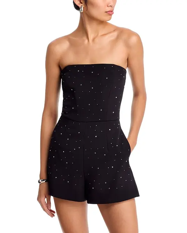 Generation Love Estella Crystal Crepe Romper - Black/clear