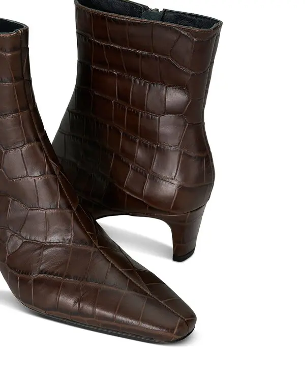 Staud Croc-embossed Ankle Boots