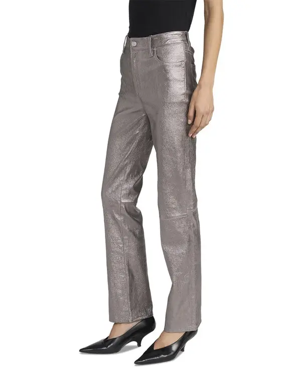 FRAME Le Sleek Straight High-rise Leather Jeans