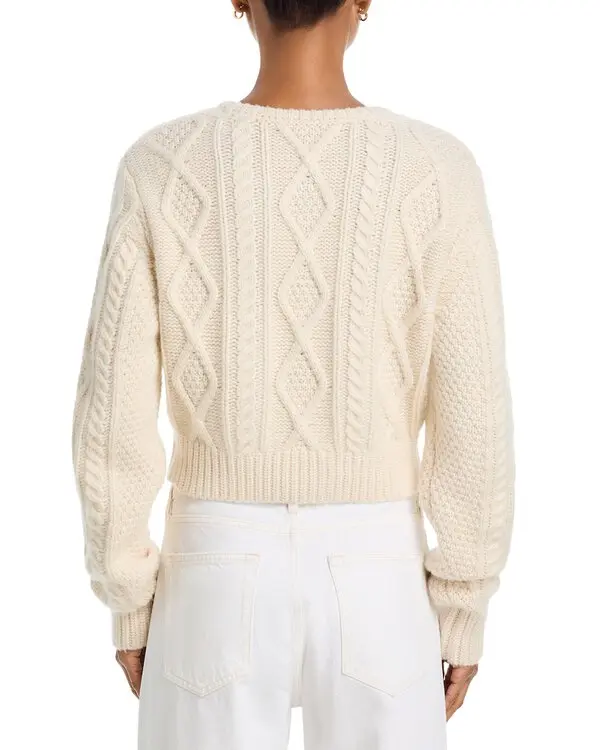 FRAME The Cable Knit Cashmere Cardigan Sweater - Cream