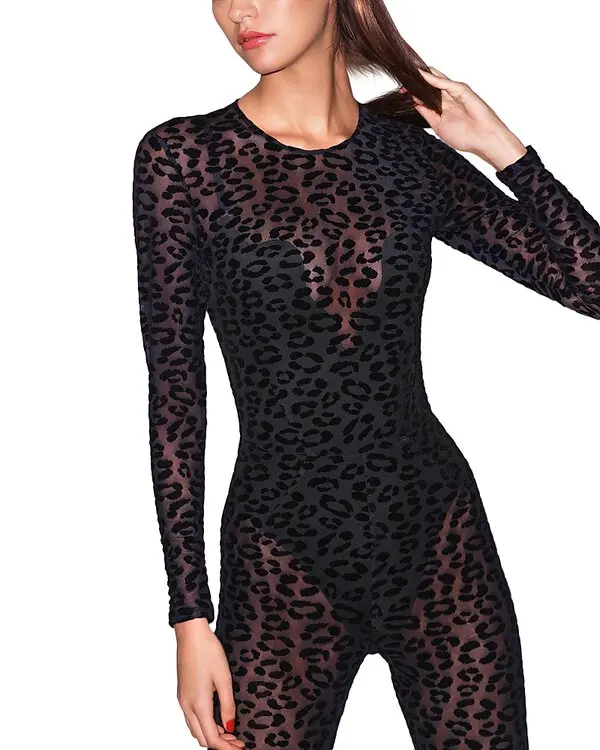 FLEUR DU MAL Flocked Leopard Bodysuit