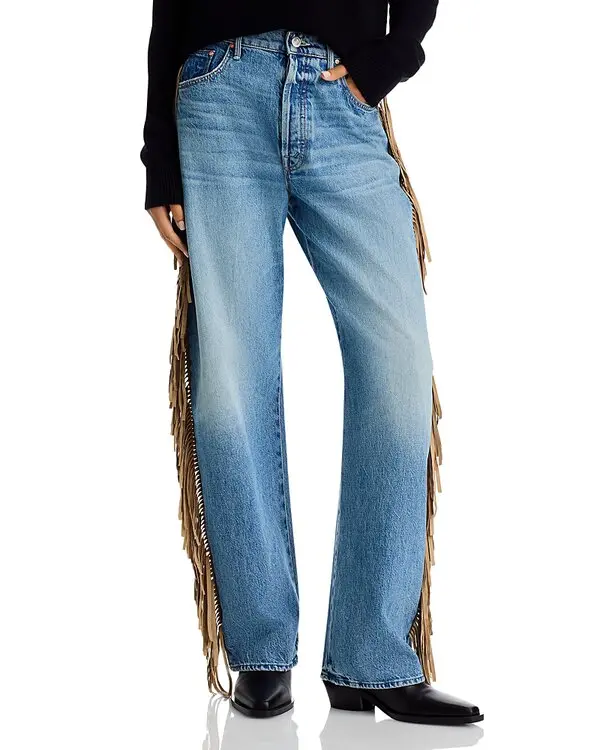 MOTHER The Fringe Halfpipe Button Sneak High-rise Jeans - Folk Star