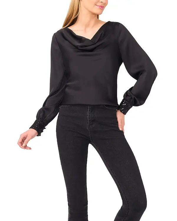 CECE DUPRAZ Long Sleeve Cowlneck Top