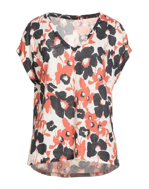 Majestic Filatures Cotton And Linen Printed T-shirt - Off White