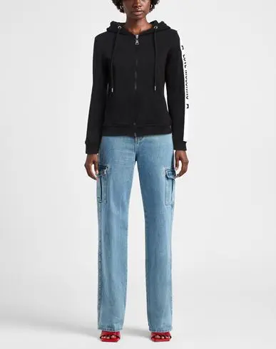 Moschino Cotton-elastane French Terry Zip-up Hoodie With Logo Detail - Black
