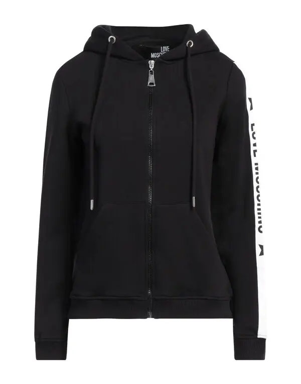 Moschino Cotton-elastane French Terry Zip-up Hoodie With Logo Detail - Black
