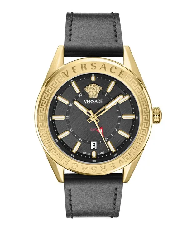 Versace Vcode Gmt Leather Watch - Stainless Steel