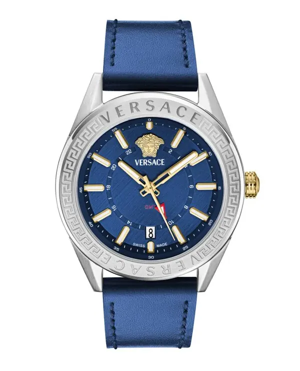 Versace Vcode Gmt Leather Watch - Stainless Steel