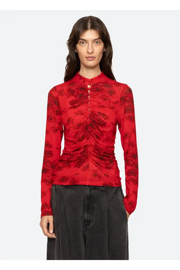 Sea Cornelia Long-sleeve Floral Top - Red