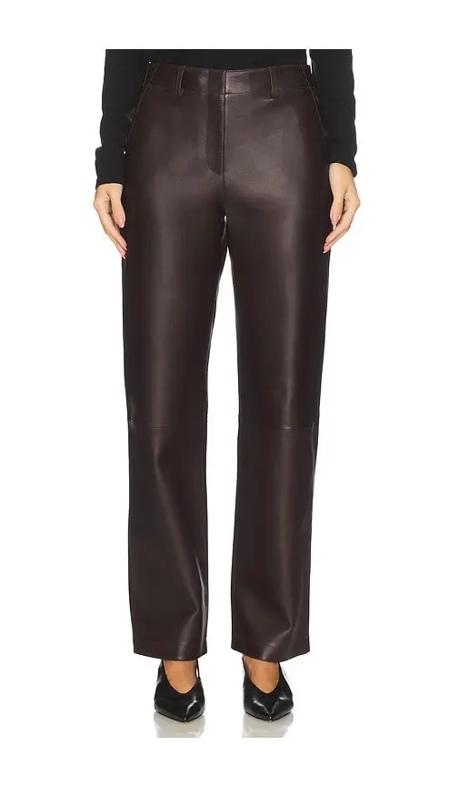 Theory Straight Classic Leather Pant